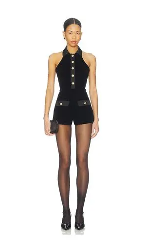 ALL THE WAYS Jemma Velvet Romper - Black