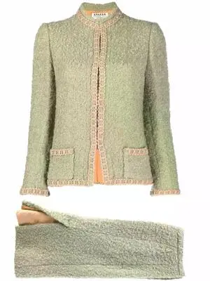 A.N.G.E.L.O. VINTAGE CULT 1950s Trim-detailing Textured Skirt Suit - Green