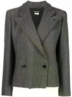 Giorgio Armani 1990s Bouclé Double-breasted Jacket - Brown