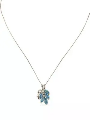 LB EXCLUSIVE Platinum, Diamond, And Aquamarine Necklace - Silver