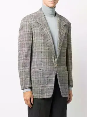 Versace 1980s Notched Lapels Checked Blazer