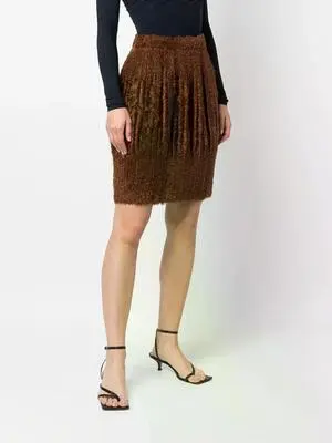 Issey Miyake 2000s Brushed-effect Pleated Skirt