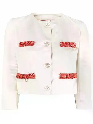 A.N.G.E.L.O. VINTAGE CULT 1990s Bead-embellished Cropped Jacket - Neutrals