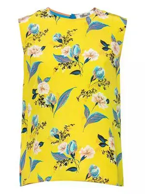 Diane Von Furstenberg Vintage Floral-print Sleeveless Top - Yellow