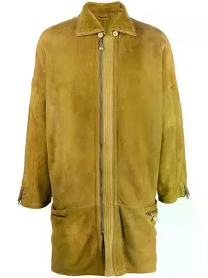 Versace 1980s Zip-up Shearling Coat