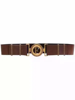Gianfranco Ferre 1990s Cut-out Logo Buckle Leather Belt - Brown