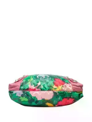 Balenciaga Lambskin And Satin Floral Print Motocross Giant 21 Brief Satchel - Pink