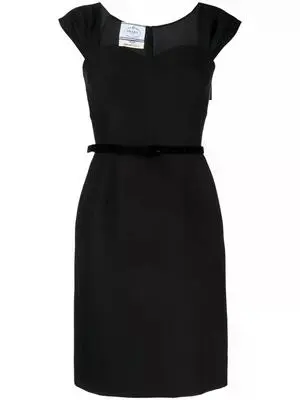 Prada Belted Wool-blend Dress
