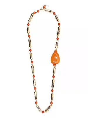 Givenchy 1970s Beaded Chain Necklace - Silver