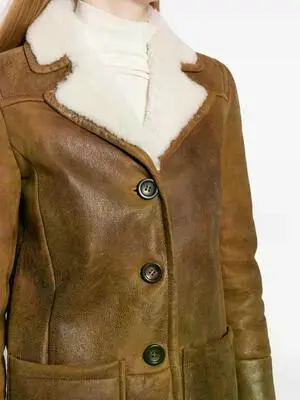 Prada Button-front Shearling Jacket
