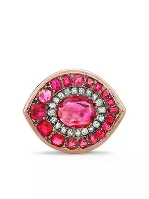 PRAGNELL 18kt Rose Gold Art Deco Ruby And Diamond Ring - Pink