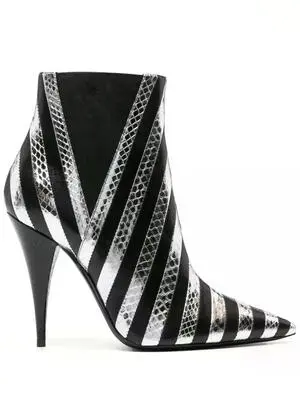 Saint Laurent Kiki 100mm Snakeskin-effect Striped Boots