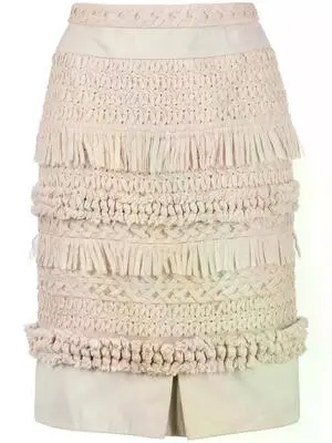 Valentino Garavani 2000s Macramé Detailed Skirt - Neutrals
