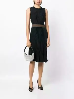 Prada Pleated Sleeveless Silk Dress
