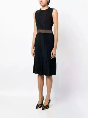 Prada Pleated Sleeveless Silk Dress