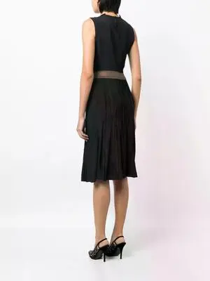 Prada Pleated Sleeveless Silk Dress
