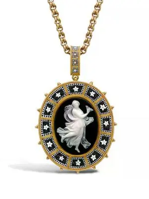 PRAGNELL 18kt Yellow Victorian Black Onyx Cameo Pendant - Gold