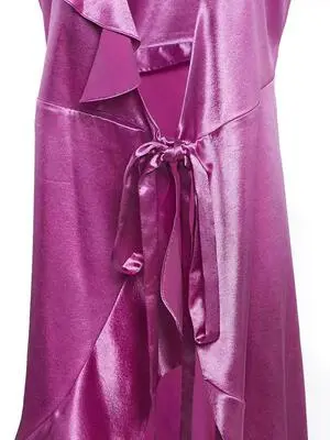 Maje Satin Ruffled Wrap Dress