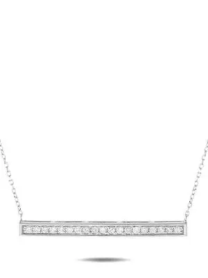 LB EXCLUSIVE 14kt White Gold Bar Diamond Necklace - Silver