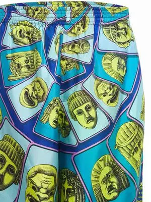 Versace Mask-motif Silk Shorts - Blue