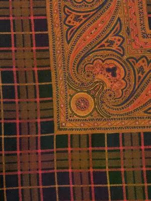 Saint Laurent 1970s Paisley Checkered Scarf