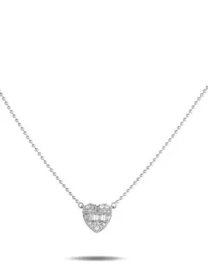 LB EXCLUSIVE 14k White Gold Heart Diamond Necklace - Silver