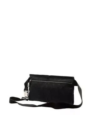 Gucci Gg Canvas Double Pocket Belt Bag - Black
