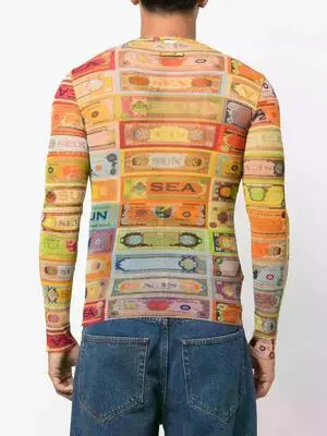 JEAN PAUL GAULTIER 2000s Graphic-print Semi-sheer Long-sleeve T-shirt
