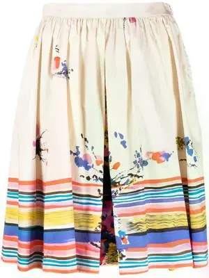 Valentino Garavani Abstract Print Pleated Skirt - Neutrals