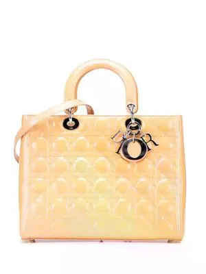Dior 2012 Large Patent Cannage Lady Satchel - Brown