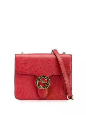 Gucci Calfskin Interlocking G Crossbody Bag - Red