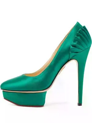 CHARLOTTE OLYMPIA 140mm Satin Platform Pumps - Green