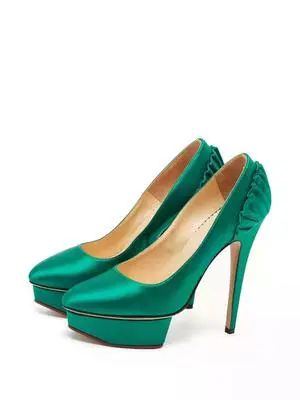 CHARLOTTE OLYMPIA 140mm Satin Platform Pumps - Green