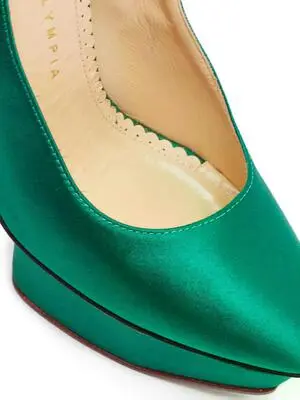 CHARLOTTE OLYMPIA 140mm Satin Platform Pumps - Green