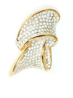 Valentino Garavani 1990s Crystal-embellished Twist Brooch - Gold