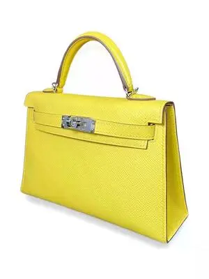 Hermès 2022 Mini Kelly 20 Sellier Epsom Palladium-hardware Tote Bag - Yellow