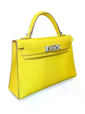 Hermès 2022 Mini Kelly 20 Sellier Epsom Palladium-hardware Tote Bag - Yellow
