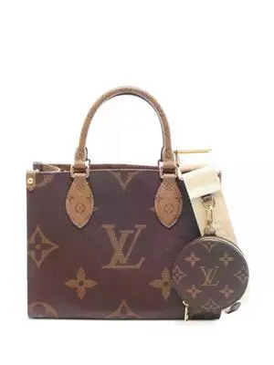 LOUIS VUITTON Monogram Reverse Giant Onthego Pm Satchel - Brown