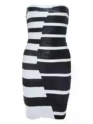 Herve Leger Sequinned-stripes Dress