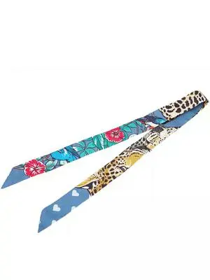 Hermès 2010-2025 Jungle Love Love Doll Silk Twilly Scarf Scarves - Blue