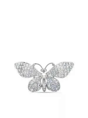 PRAGNELL Edwardian Platinum, Diamond, And Pearl Brooch - Silver