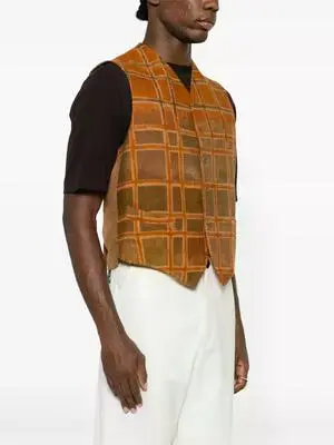 ROMEO GIGLI 1990s Check-pattern Waistcoat - Orange
