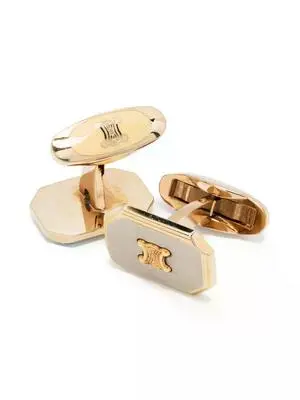 Celine 1980s Triomphe Plaque Cufflinks
