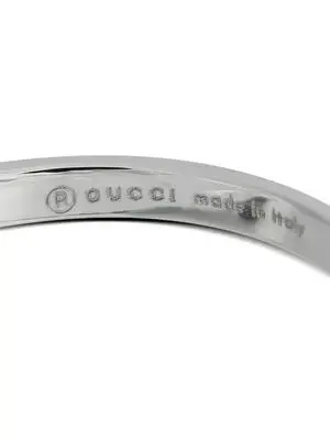 Gucci 18k White Gold Diamond Double G Ring