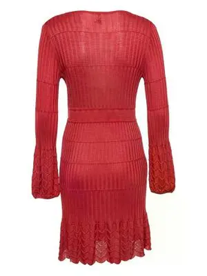 Missoni V-neck Cable Knit Dress With Flared Hem