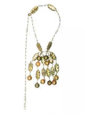 Giorgio Armani 1990s Leaf-motif Beaded Necklace - Gold