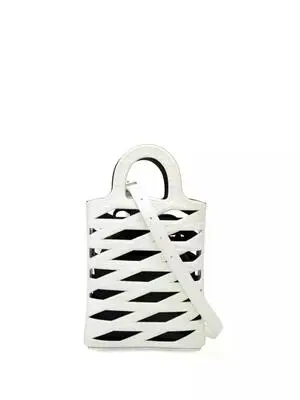 Balenciaga 2021 Leather Neo Basket Phone Holder Satchel - White