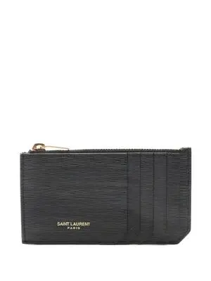 Saint Laurent Zip Leather Wallet - Black