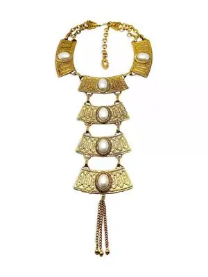 JENNIFER GIBSON JEWELLERY 1970s Egyptian Grand Bib Necklace - Gold