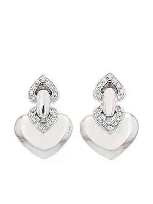 BVLGARI 18kt White Gold Cuore Diamond Earrings - Silver